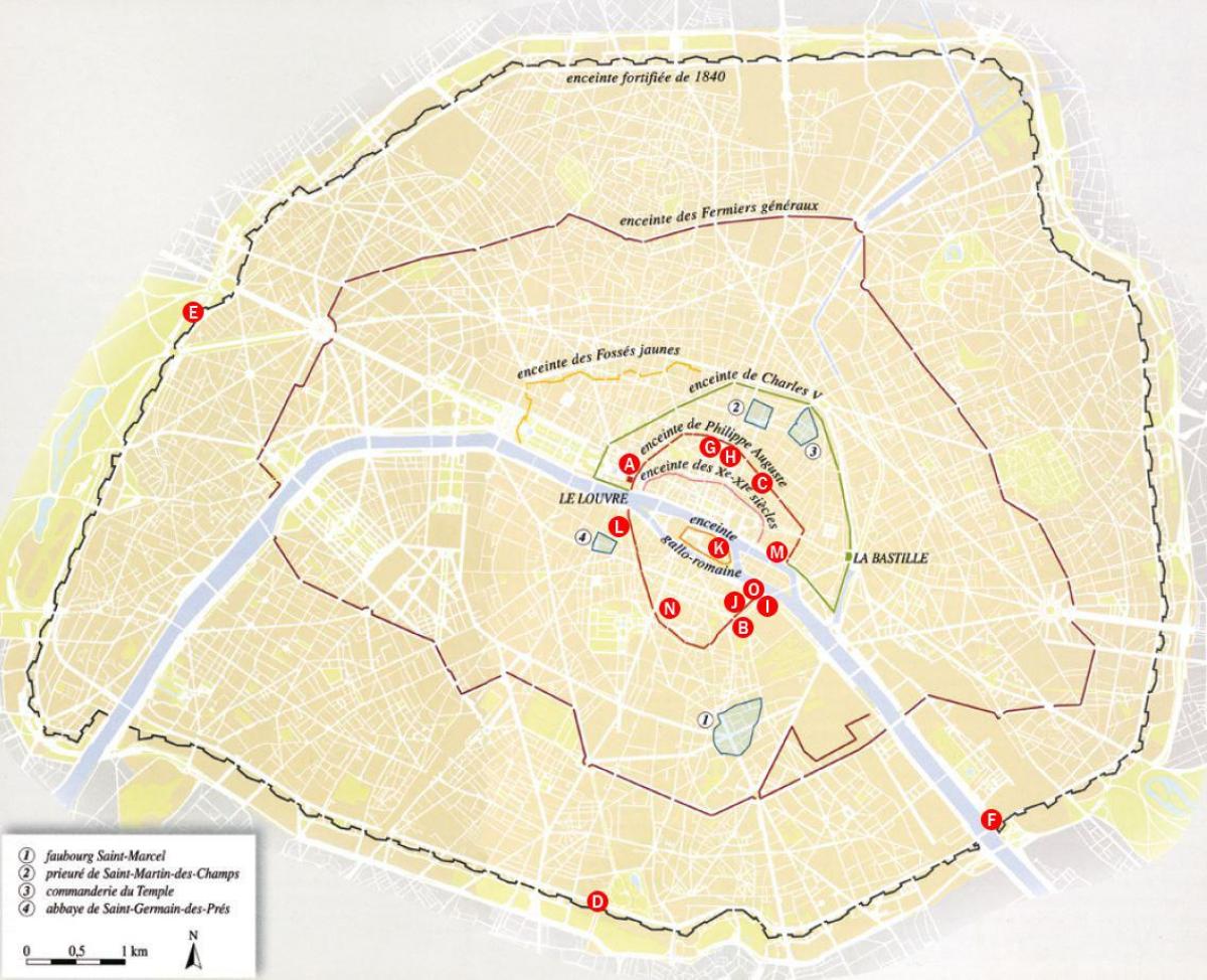 Zidurile orașului de la Paris hartă - Harta de zidurile Orașului de la ...